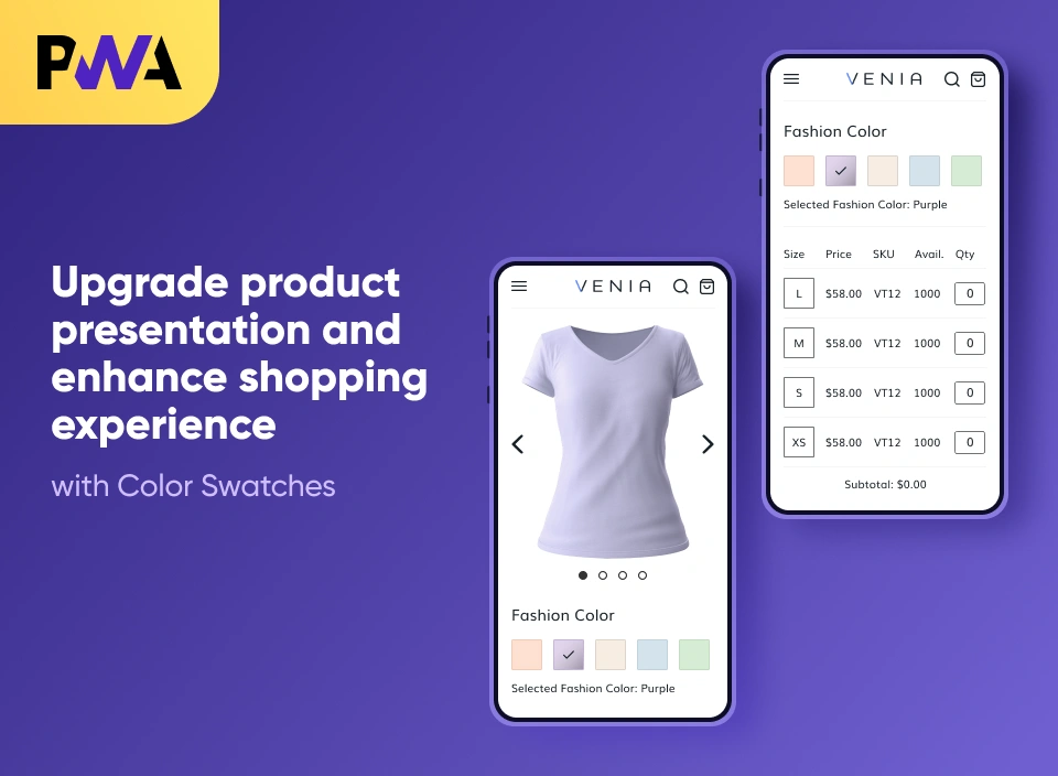Magento 2 PWA Add-on for Color Swatches | Progressive Web App for Color Swatches